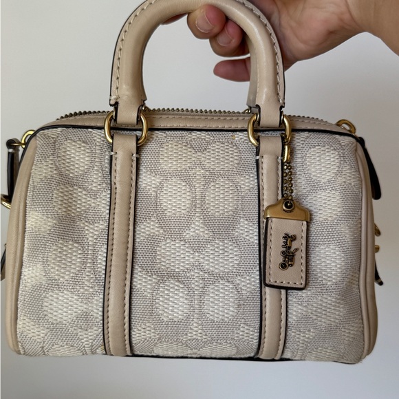 Coach | Bags | Coach Ruby Satchel 8 In Ivory Signature Textile Jacquard ...